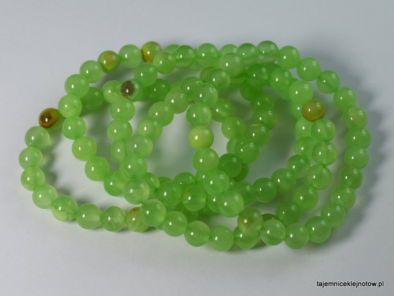 Bransoletka na gumce z kalcytem zielonym DUŻE KULKI - Tajemnice Klejnotów