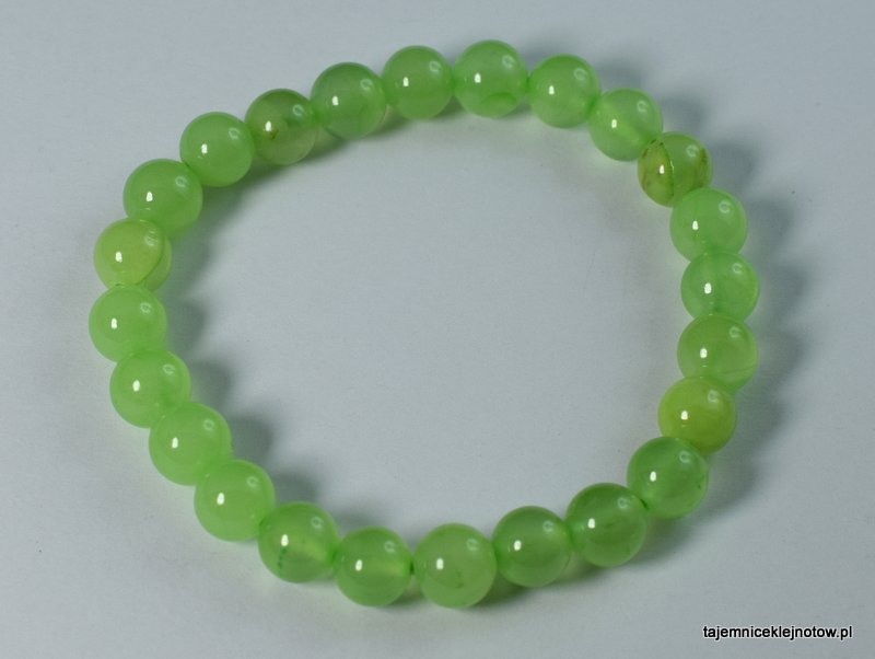 Bransoletka na gumce z kalcytem zielonym DUŻE KULKI - Tajemnice Klejnotów