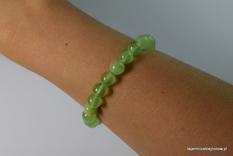 Bransoletka na gumce z kalcytem zielonym DUŻE KULKI - Tajemnice Klejnotów